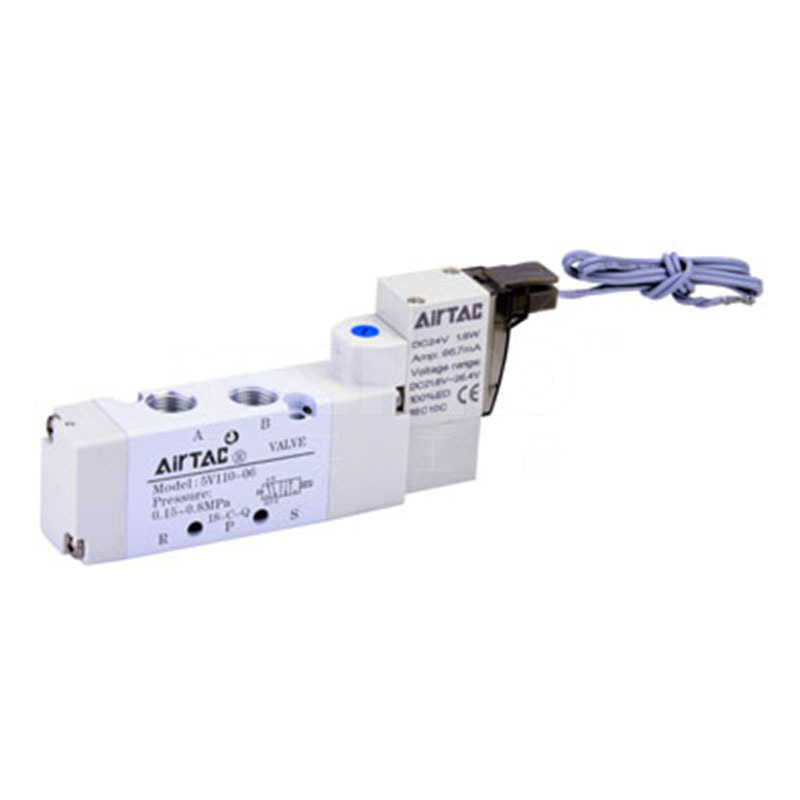 亚德客 AirTAC 5V系列 电磁阀 B52-5V21008B050 5V【五口二位五口三位电磁阀】 B【DC24V】 08【1/4"】 10【双位置单电控】 050【0.5m】 2【200 ...