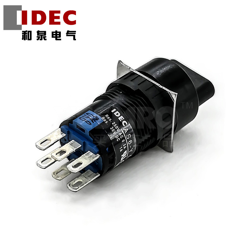 和泉 IDEC AS6M系列圆形选择开关 AS6M-2Y2C 圆形选择开关 Φ16 2位置 各位置停止 DPDT 黑色 BH8009【价格 ...