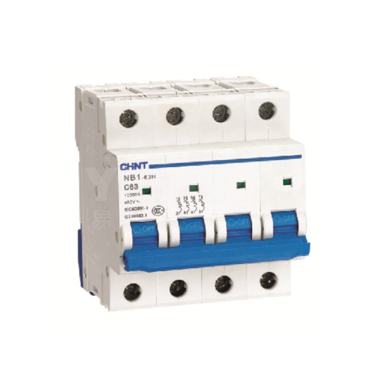 正泰 CHINT NB1-63H系列高分断小型断路器(双汇流排) NB1-63H 4P D1 10kA(R)双汇 63A 4P D 1A ...