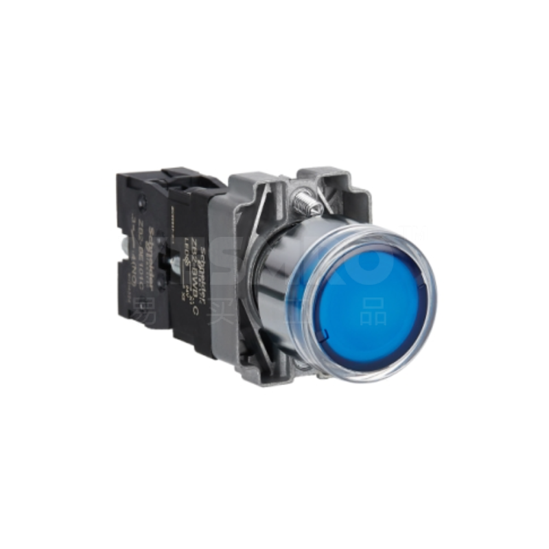 施耐德 Schneider XB2系列平头弹簧复位带灯按钮 完整型号 XB2BW36B1C=ZB2BWB61C+ZB2BW36C Φ22 带灯 ...