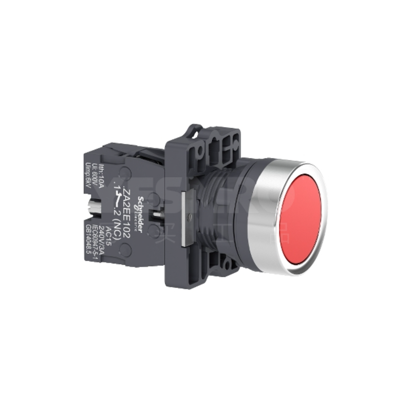 施耐德 Schneider XA2E系列平头弹簧复位按钮 完整型号 XA2EA42 Φ22 平头复位按钮 圆形平头 自复式 1NC 塑料 ...