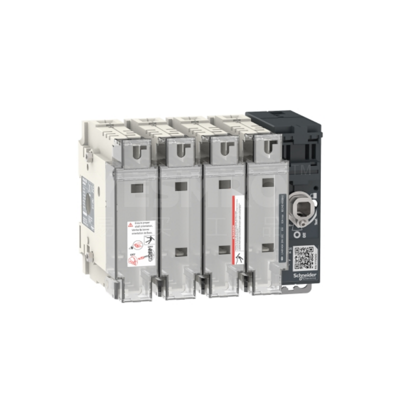 施耐德 Schneider FuPacT GS系列隔离开关熔断器组 Fupact GS 63 4P 隔离开关熔断器组 正面或右侧控制 63 DIN000 4P 中性线有熔丝 前面控制或侧面控制 ...