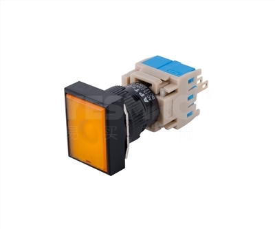 APT LA39-G系列带灯矩形按钮 LA39-G11DJ/y23 带灯平头按钮 矩形 16mm 黄色 1NO+1NC 自复型 ...