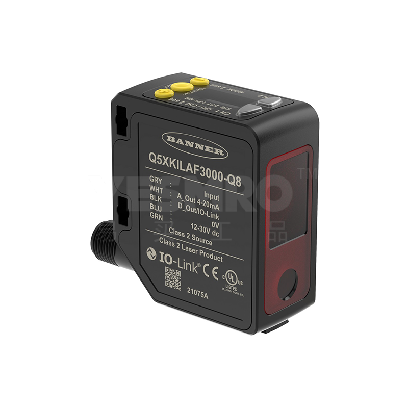 邦纳 BANNER Q5X系列高能型中等距离激光测量传感器 Q5XKILAF3000-Q8 激光距离可调型 3000 4–20mA模拟量输出 ...