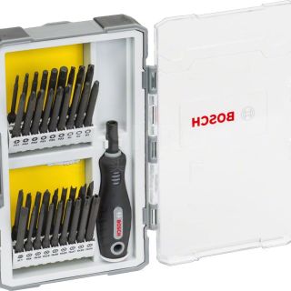 博世 BOSCH 螺丝批头套装 37件带手柄的螺丝批头套装PH、PZ、SL、TH、TQ、H、TW、SP、R和钻头夹持器 螺丝批头套装 PH1 ...