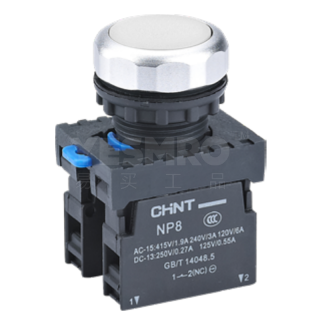 正泰 CHINT NP8系列平钮 NP8-10BN 白 平头按钮 圆形 22mm 白色 1NO 自复型 710342800000687 ...