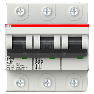 ABB （ABB 低压配电） SH803-C80 【产品名称】微型断路器；【极数】3P；【脱扣特性】C；【额定工作电压】240/415V；【额定工作电流】80A 10255012 UM9838 ...